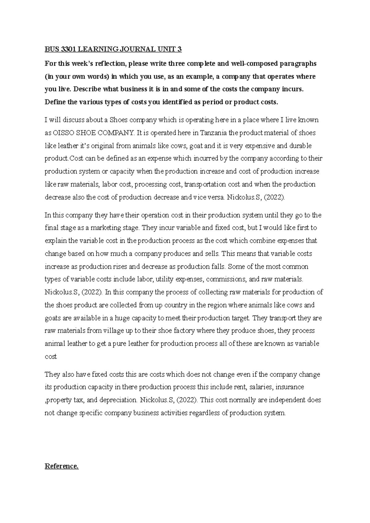 BUS 3301 Learning Journal UNIT 3 - BUS 3301 LEARNING JOURNAL UNIT 3 For ...