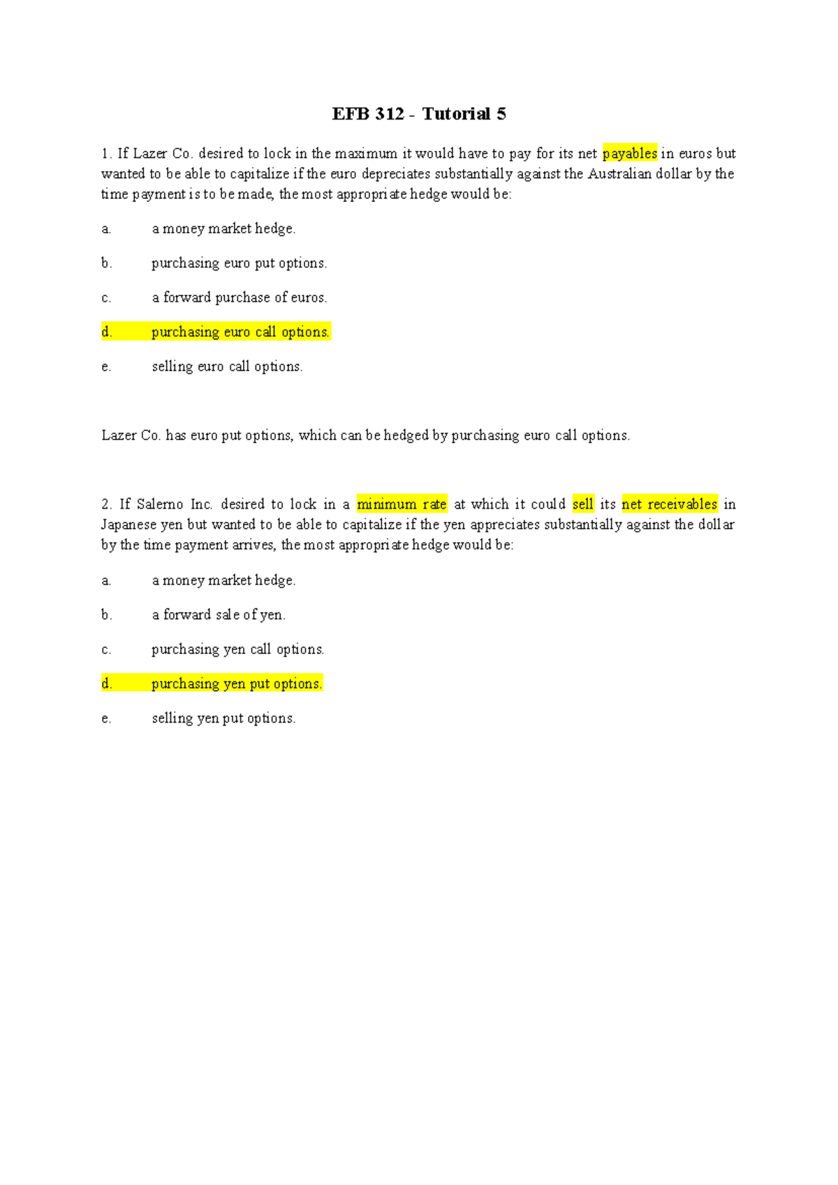 Tutorial 5 - 2022 S2 - Practise questions in relation to mid semester ...