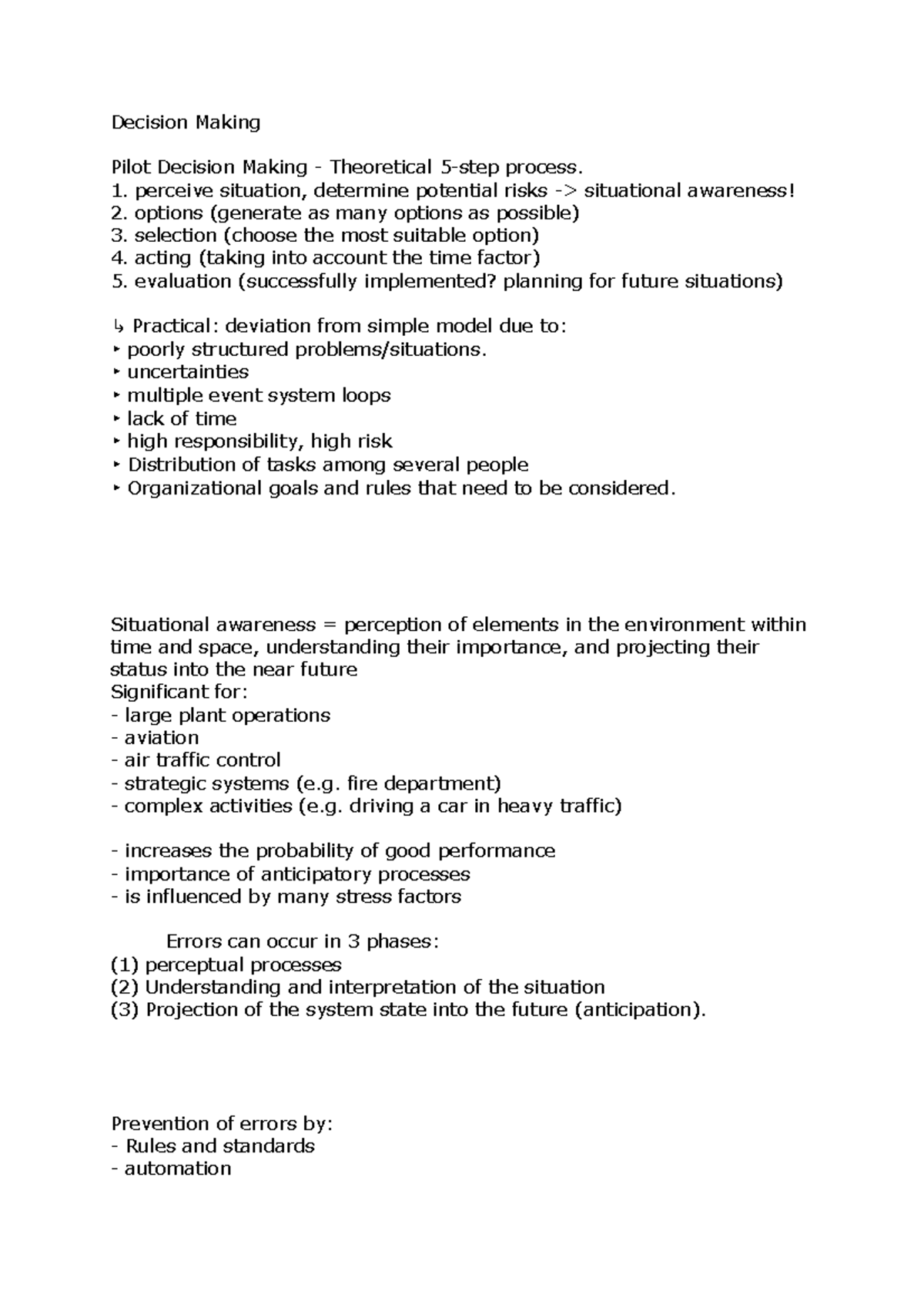 Decision Making - Psycho Notes - Decision Making Pilot Decision Making ...