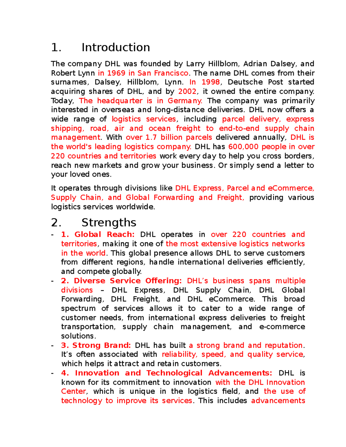 TA CN LOG - 1. Introduction The company DHL was founded by Larry ...