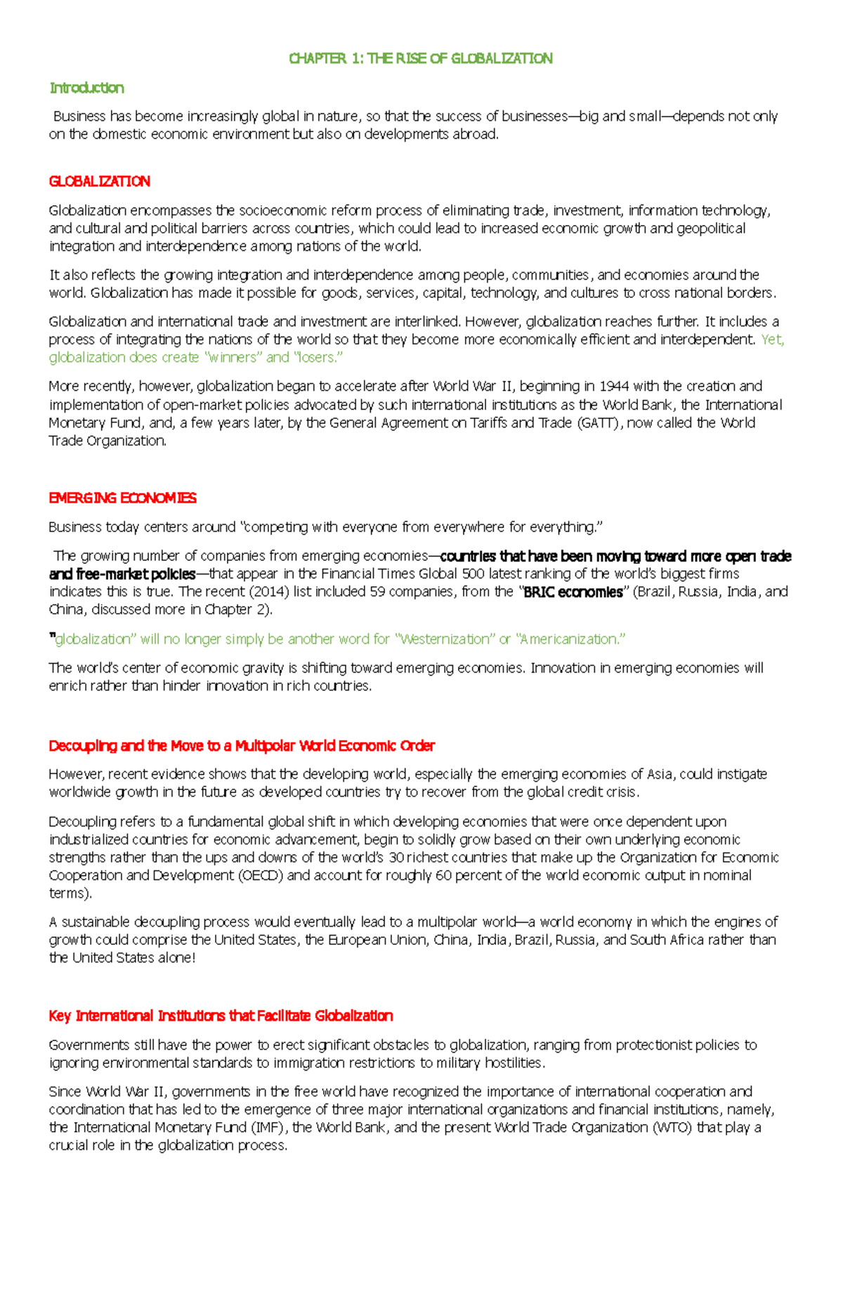 Chapter 1 The Rise of Globalization - CHAPTER 1 : THE RISE OF ...