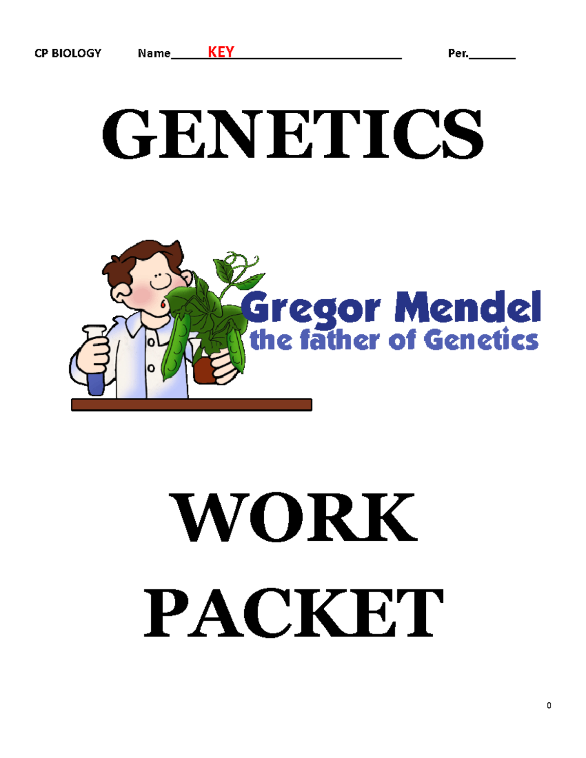 Genetics HW Packet - K-R - 13-14 - KEY - CP BIOLOGY Name KEY ...