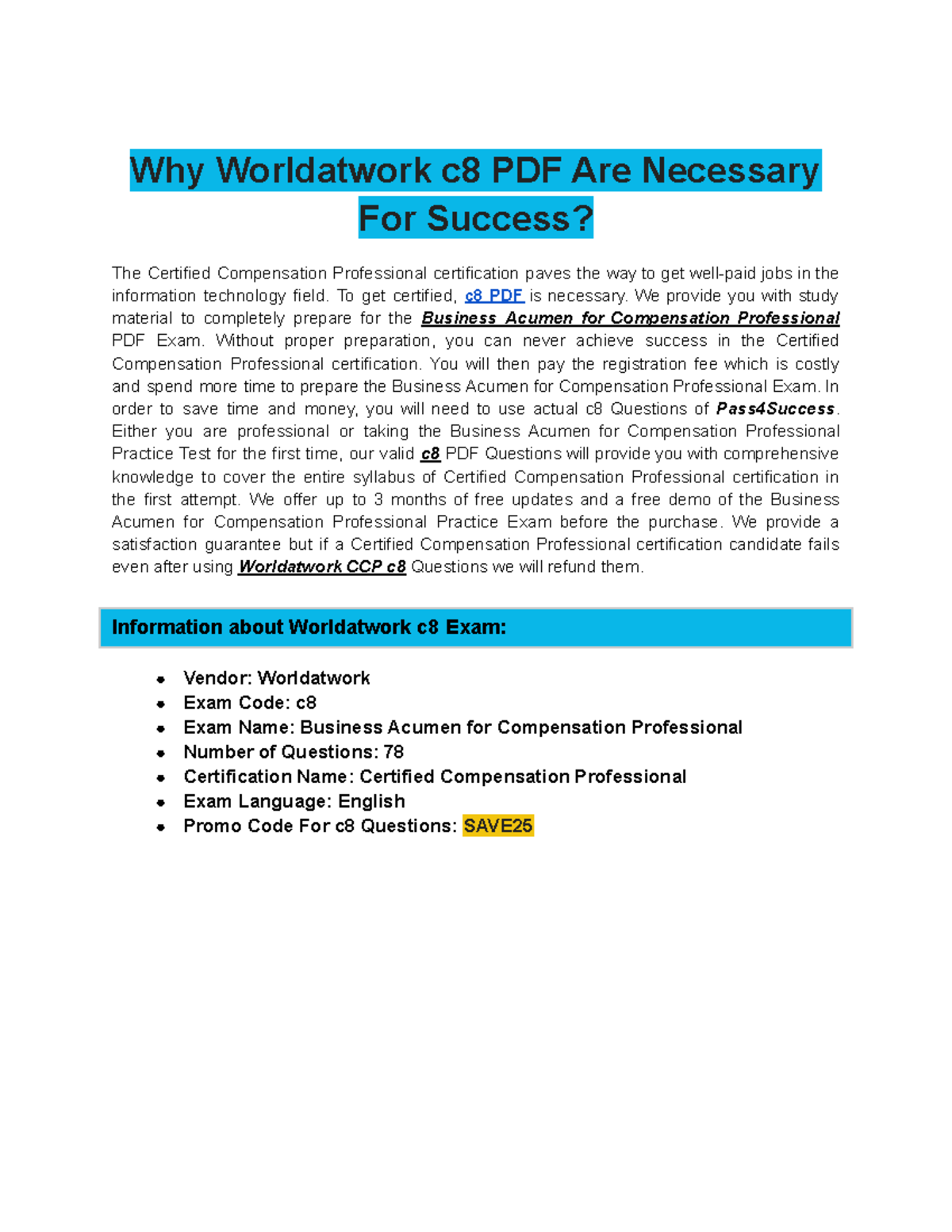 Why Worldatwork c8 PDF Are Necessary For Success - Why Worldatwork c8 ...