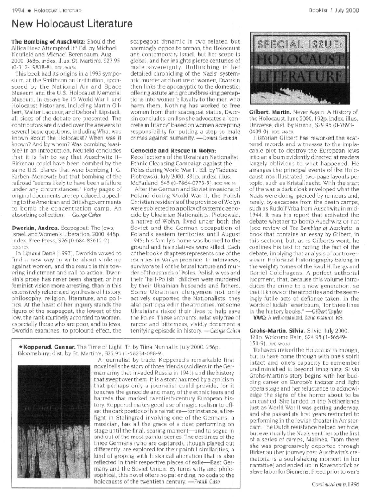 Genocide and Rescue in Wolyn R - 1994 Holocausr Literature New ...