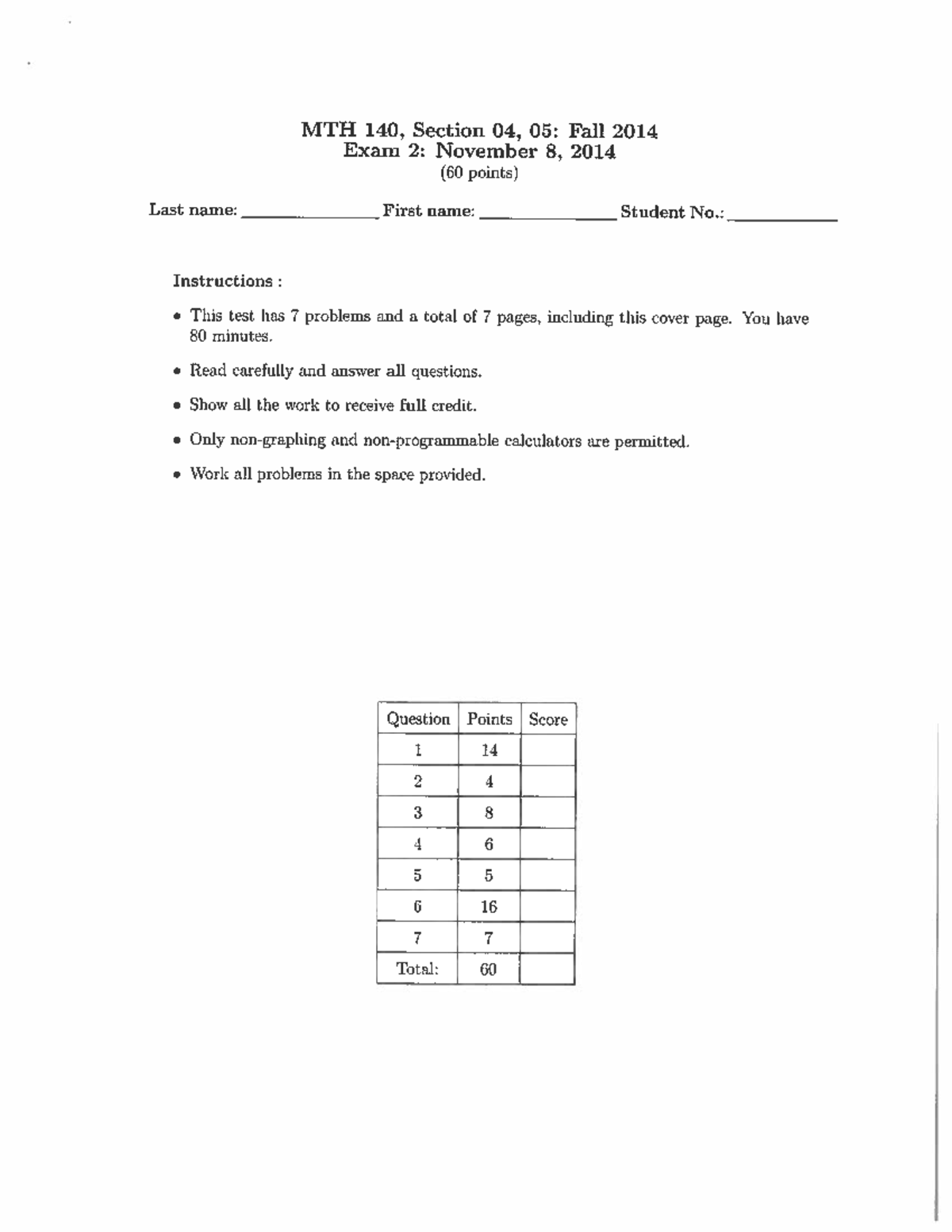 Midterm 8 November 2014 Questions And Answers 03 62 140 Warning Decodescan Unexpected