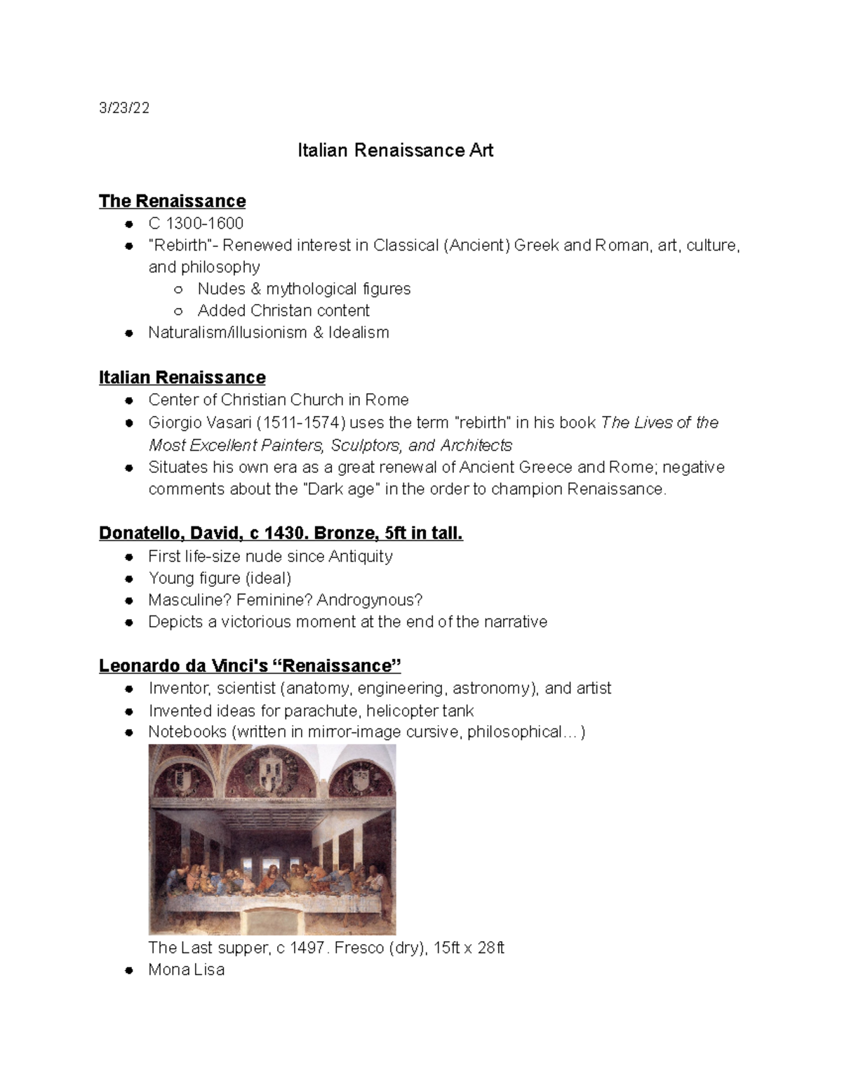 Italian Renaissance Art - 3/23/ Italian Renaissance Art The Renaissance ...