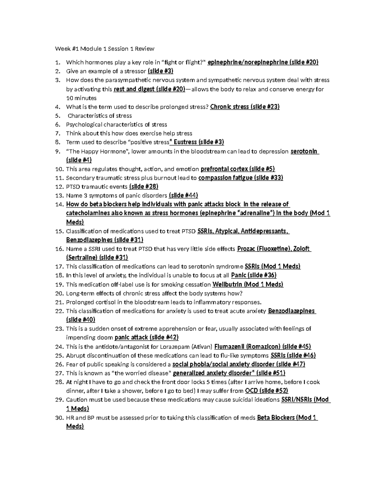 Week 1 Mod 1 Review - Practice - Week #1 Module 1 Session 1 Review 1 ...