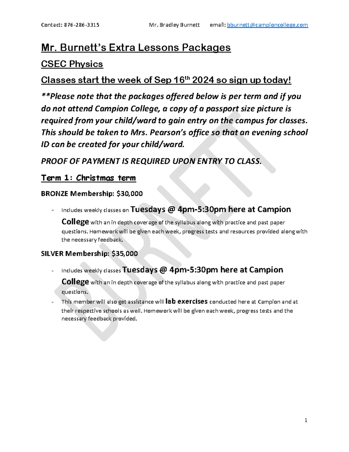 CSEC physics extras packages 2024 to 2025 - Contact: 876- 286 - 3315 Mr ...