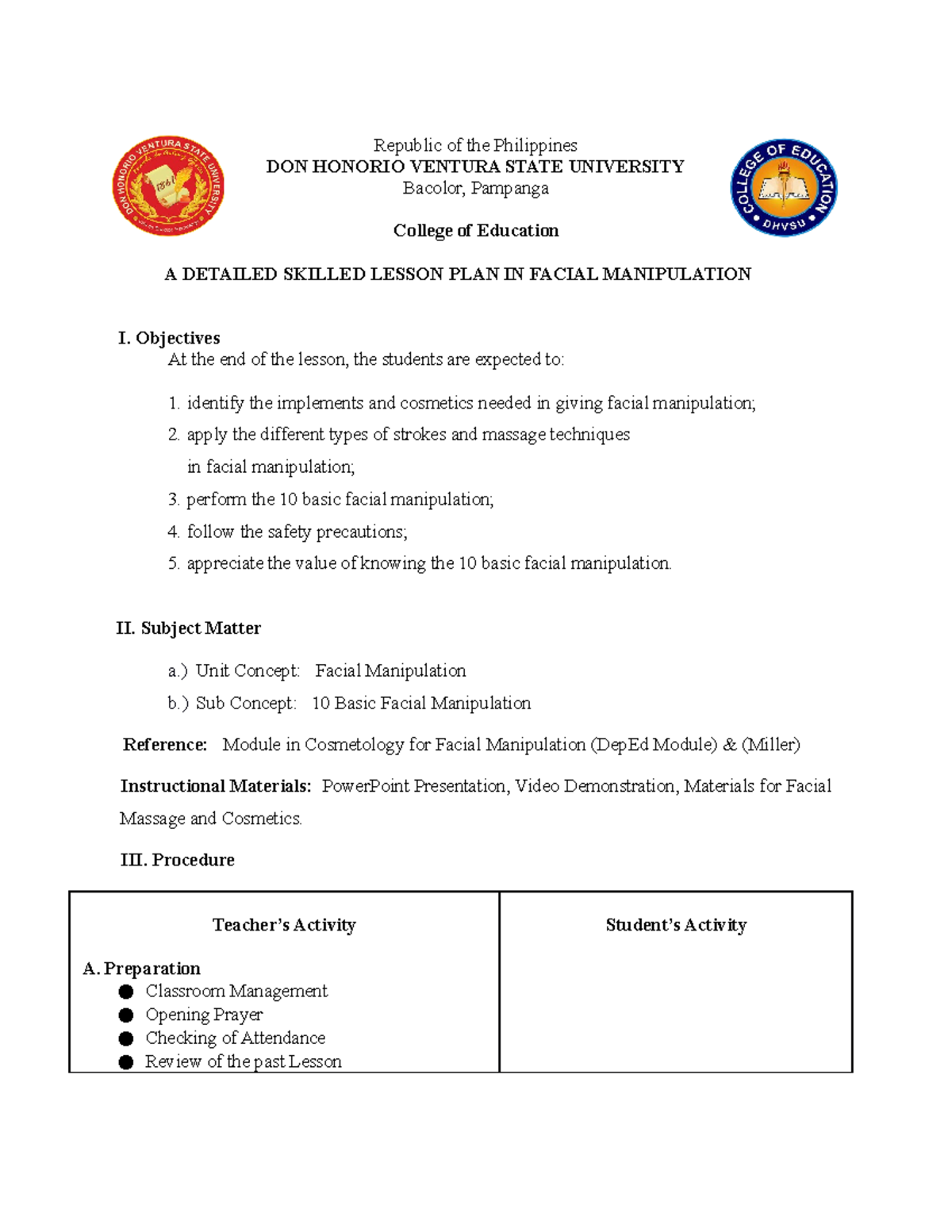 Detailed Skilled Lesson PLAN - Republic of the Philippines DON HONORIO ...