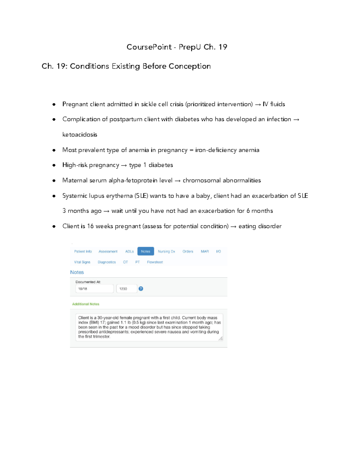 Course Point- Prep U Ch. 19 - CoursePoint - PrepU Ch. 19 Ch. 19: Conditions Existing Before ...