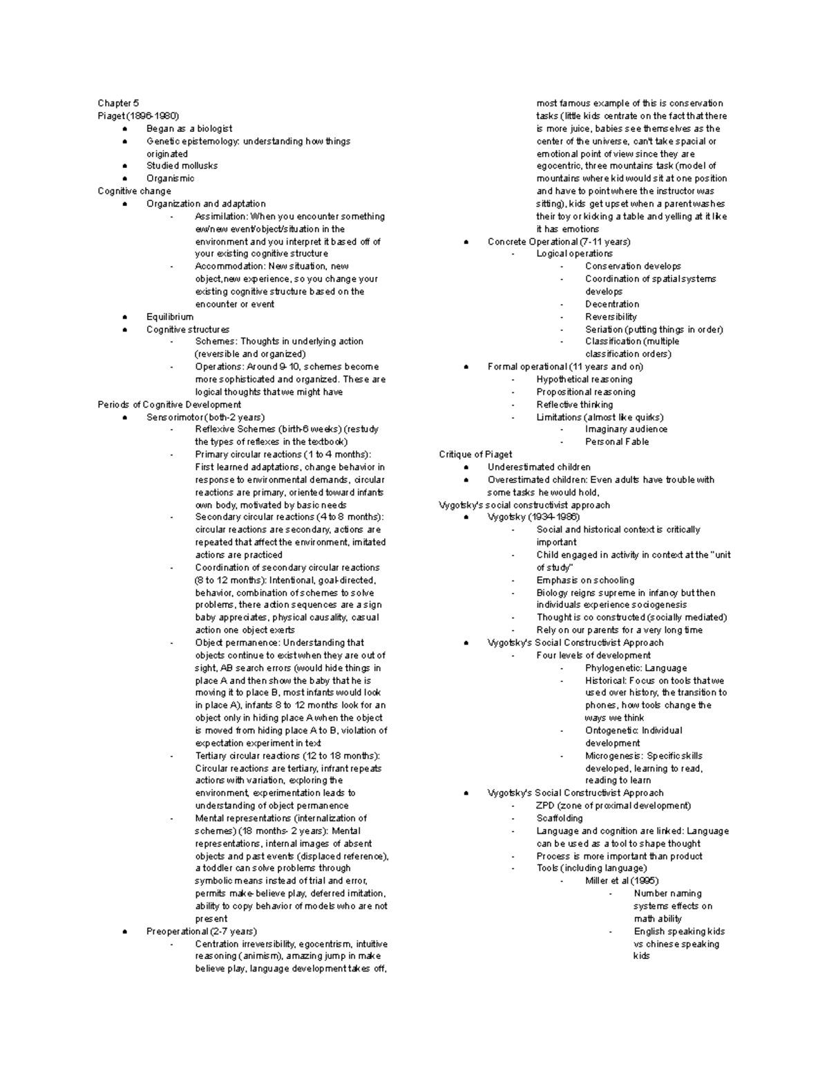 Developmental Psychology 220 Notes Spring 2024 part 2 - Chapter 5 ...