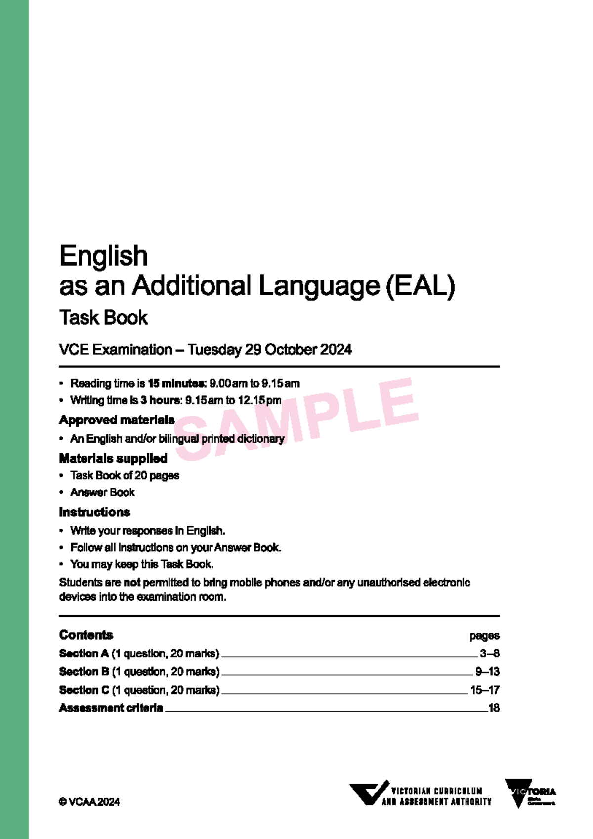 EAL Exam cover page - hellloooo - English as an Additional Language ...