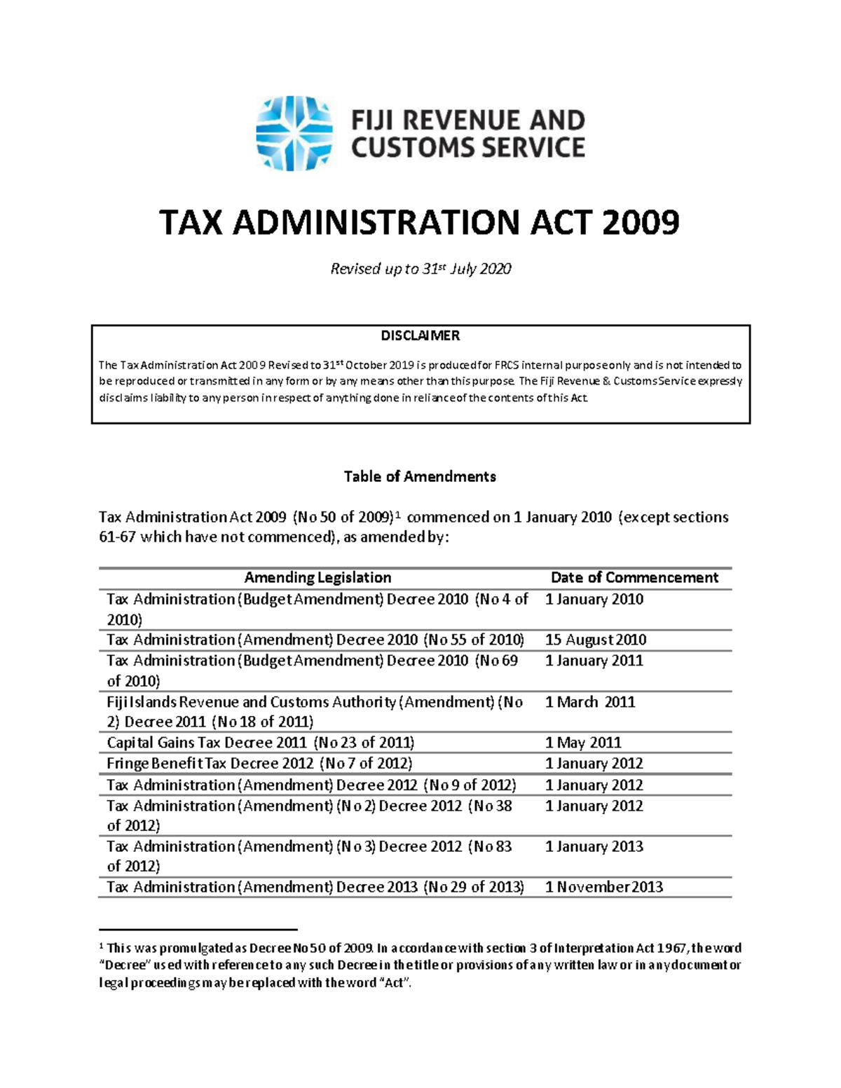 Tax Administration Act 2009 - TAX ADMINISTRATION ACT 2009 Revised up to ...