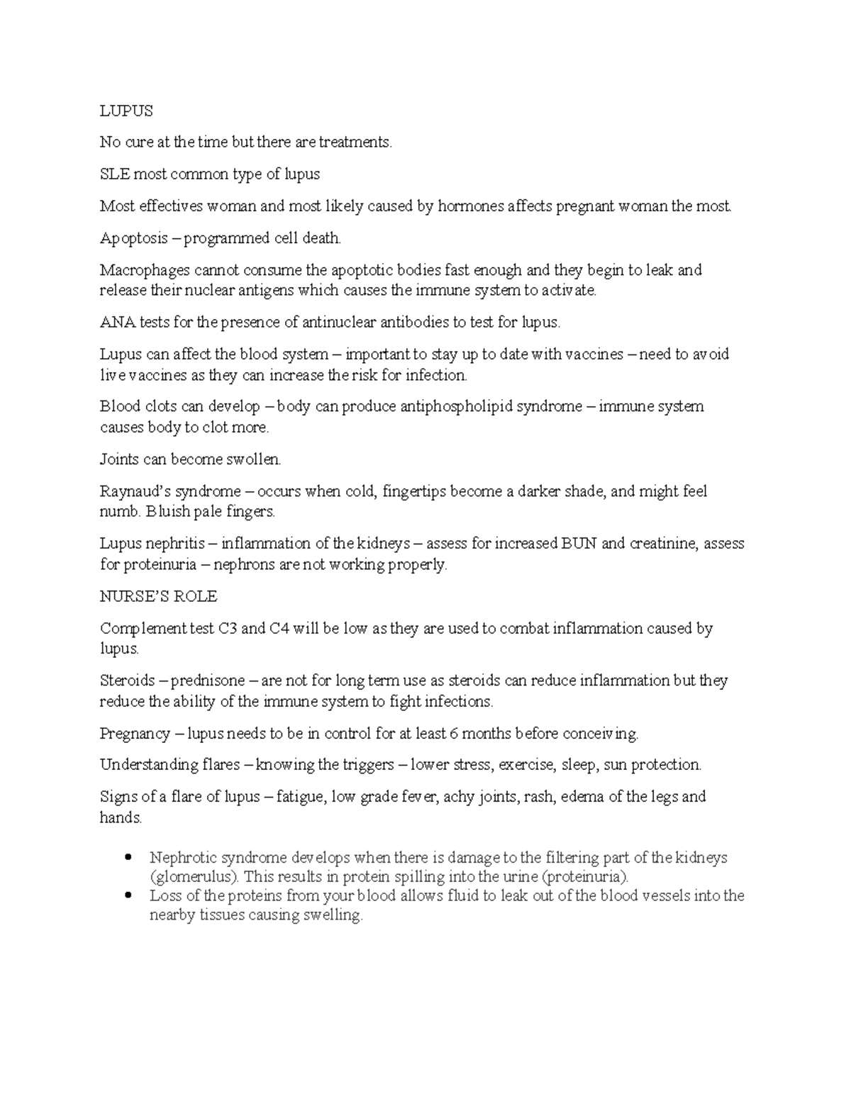 Lupus - Notes - LUPUS No cure at the time but there are treatments. SLE ...