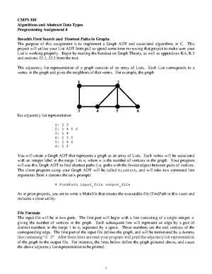 CMPS 101 Algorithms and Abstract Data Types Programming Assignment 1 - Studocu
