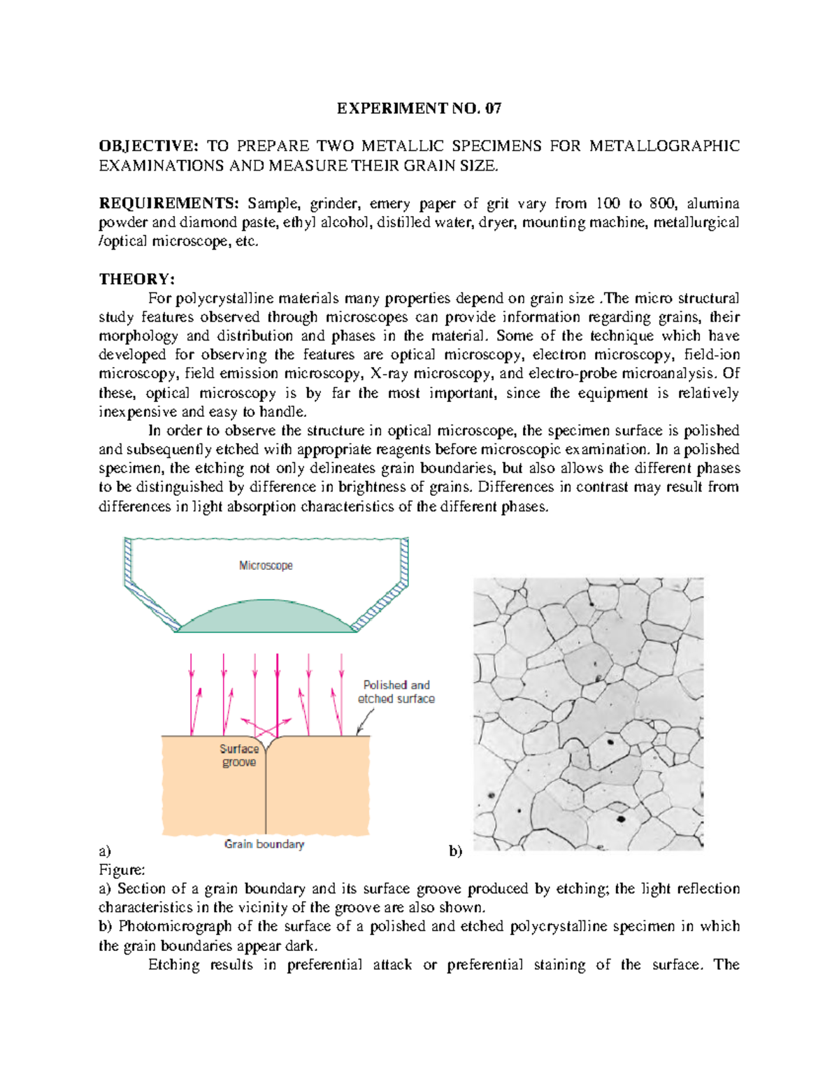 Grain Size Manual - EXPERIMENT NO. 07 OBJECTIVE: TO PREPARE TWO ...