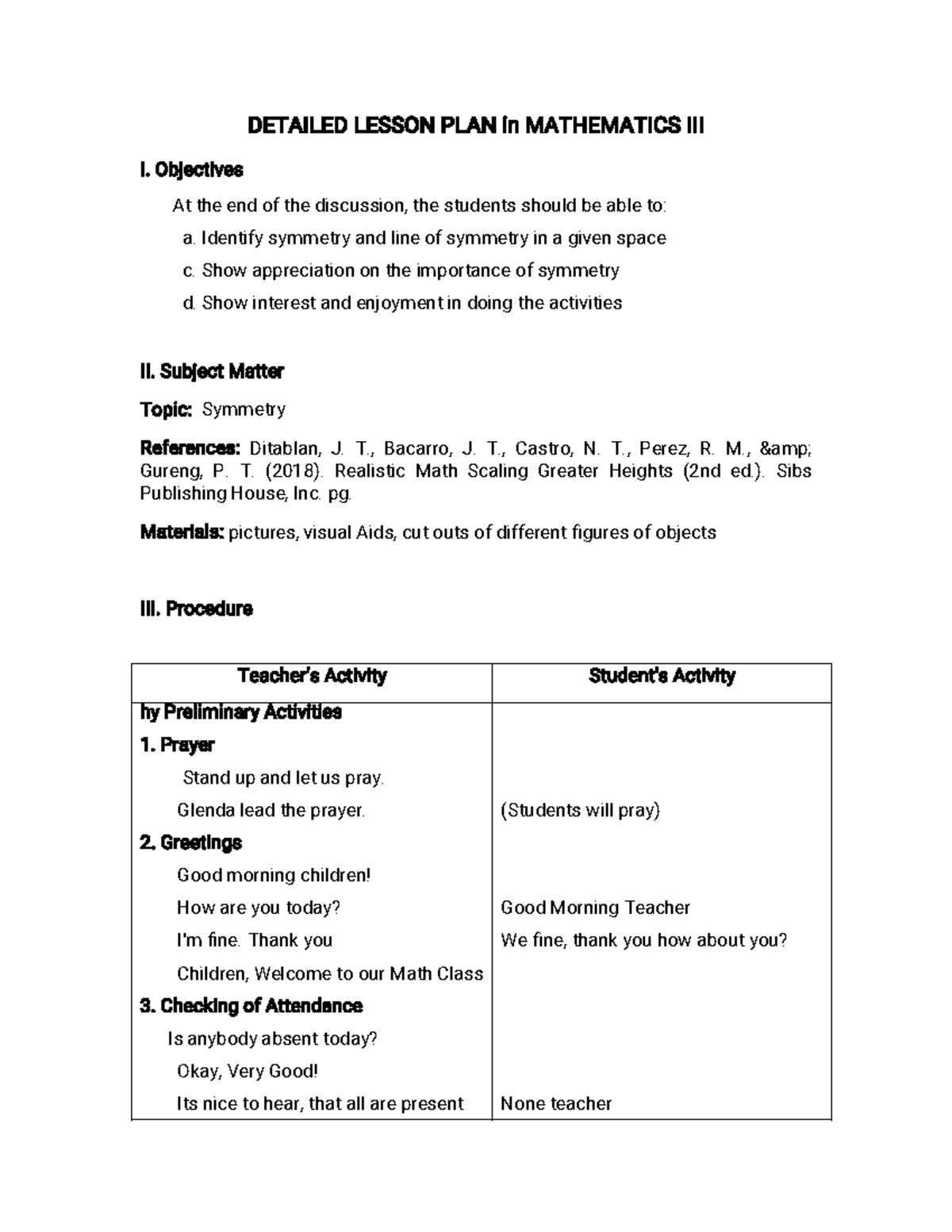 Lesson PLAN IN MATH Grade 3 - DETAILED LESSON PLAN in MATHEMATICS III I ...