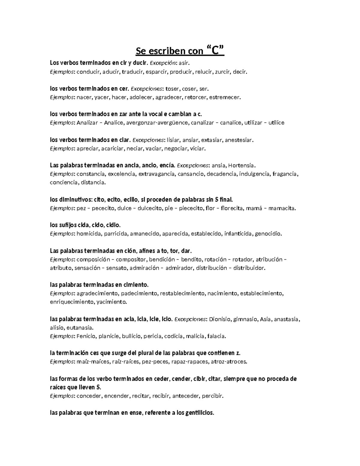 Normas ortograficas - Se escriben con “C” Los verbos terminados en cir ...