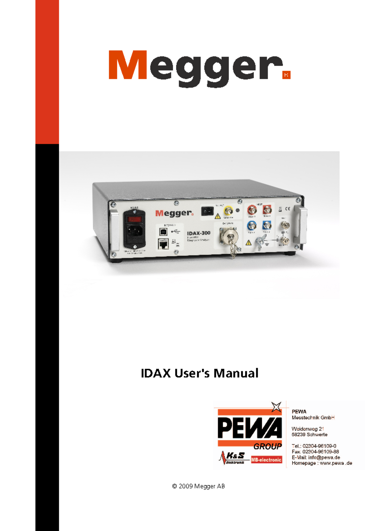 Megger IDAX300 User's Manual - ' 2009 Megger AB IDAX User’s Manual 2 ...