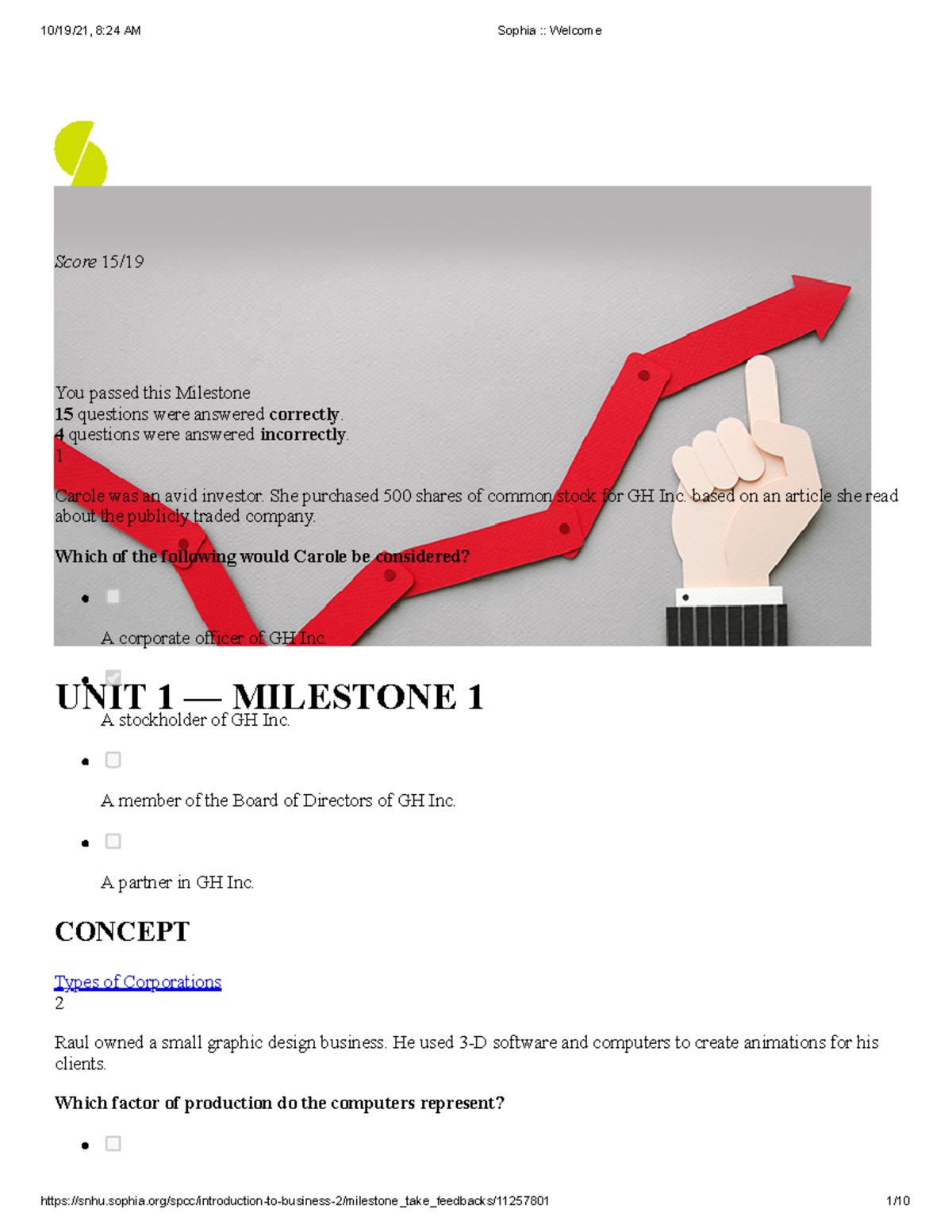 Intro BUS Unit1 Milestone - UNIT 1 — MILESTONE 1 Score 15/ You passed this Milestone 15 ...