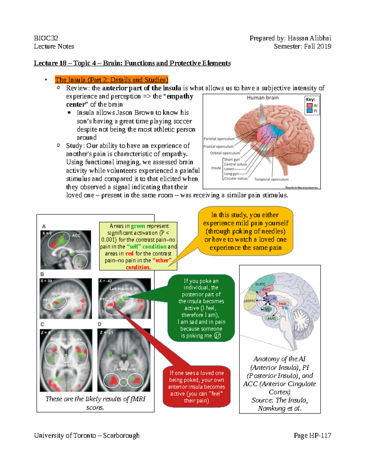 BIOC32 Lecture 18 - Lecture Notes Semester: Fall 2019 Lecture 18 ...