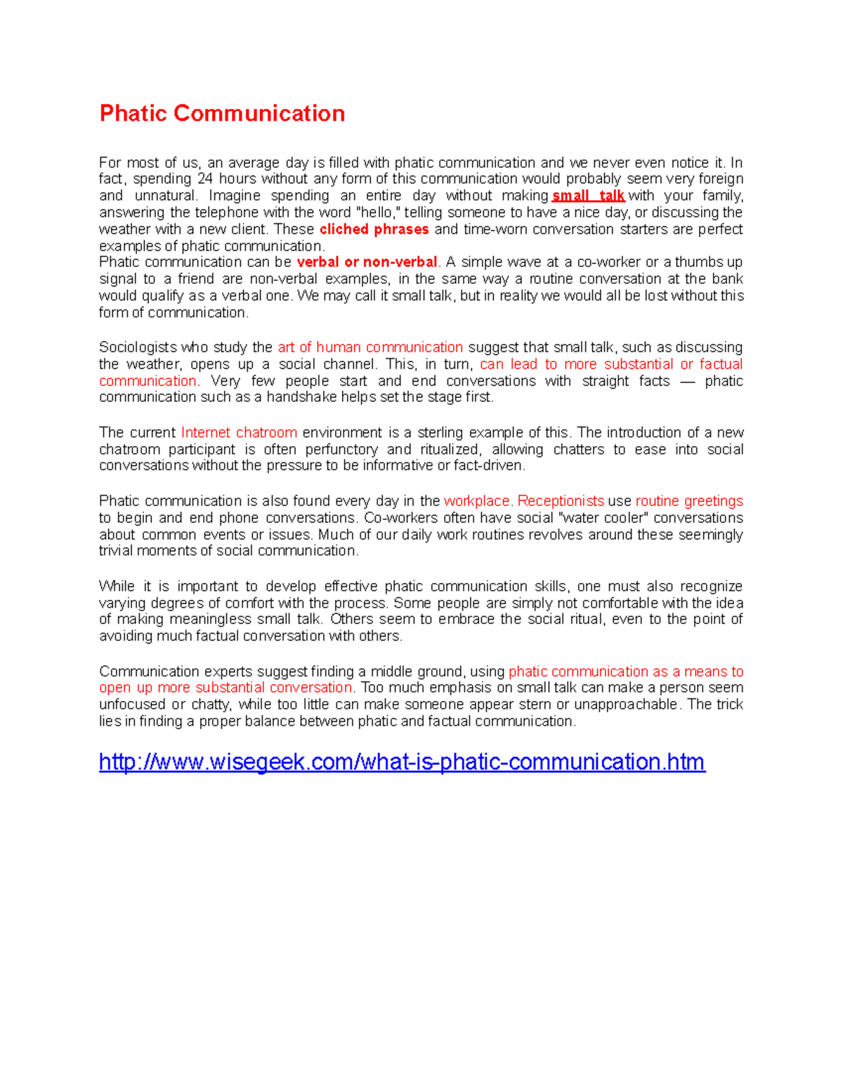 WK 4 ELC 650 Phatic Communication - Phatic Communication For most of us ...