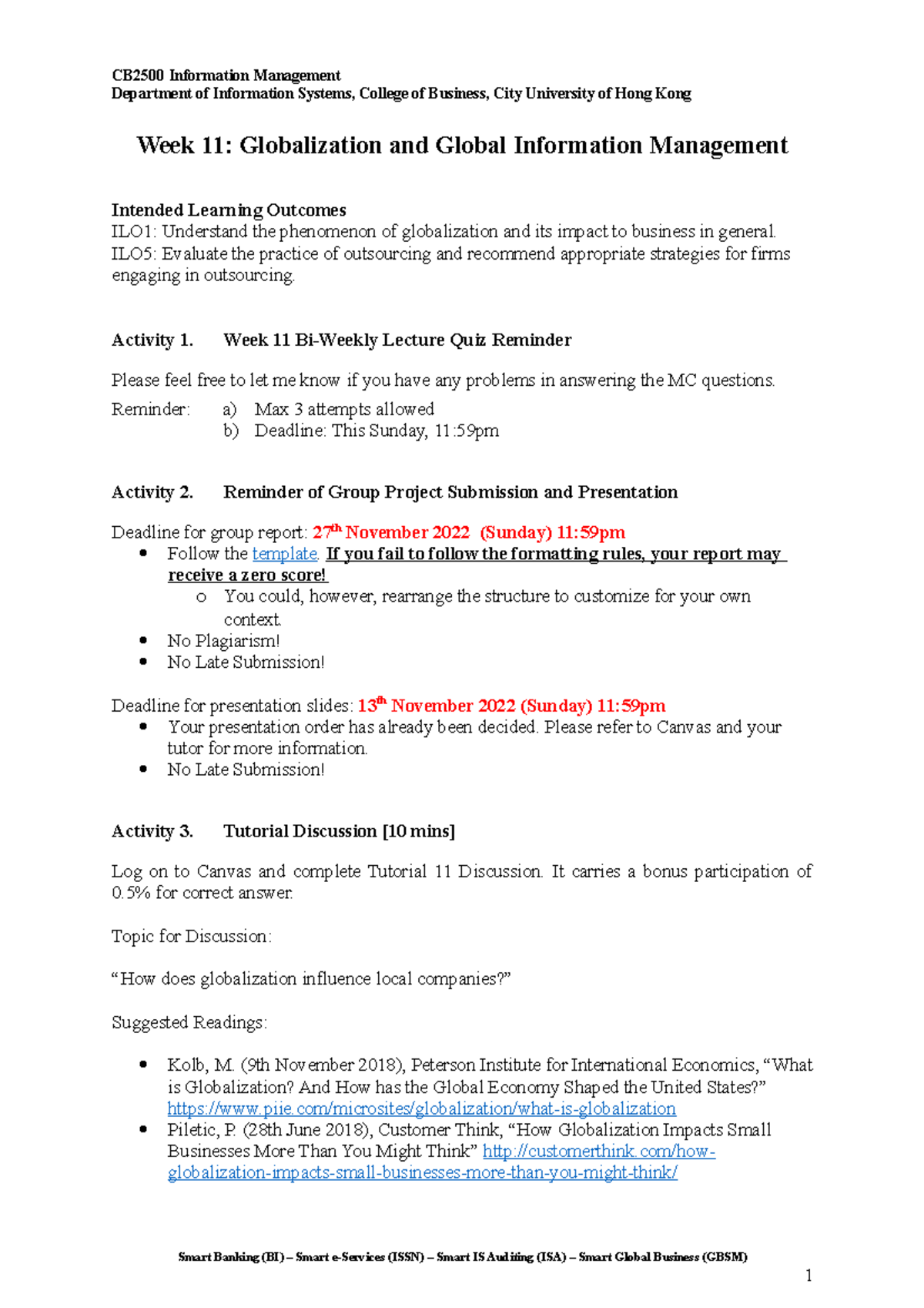 CB2500 - Tutorial Week11 - CB2500 Information Management Department of ...