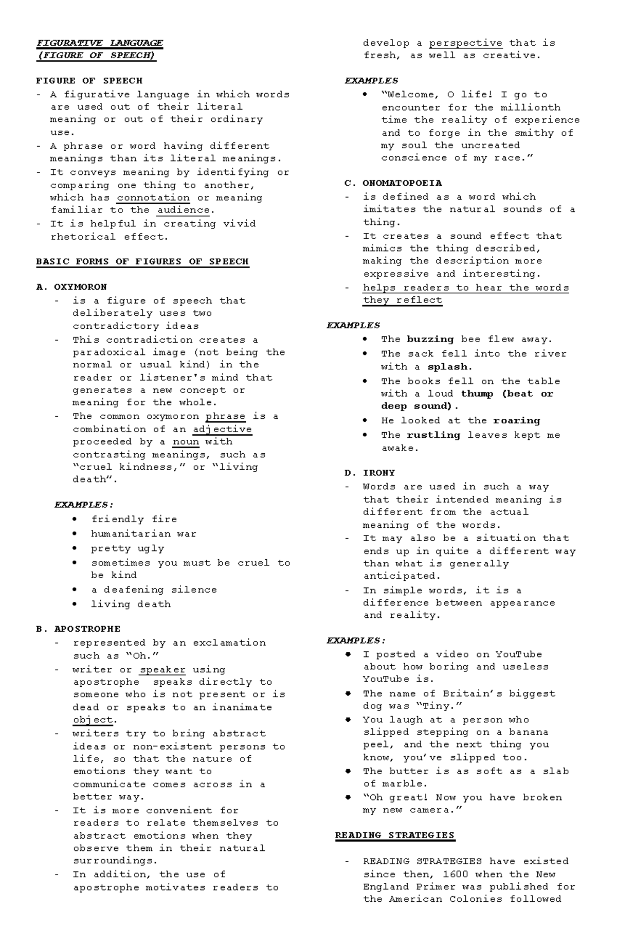 21st Century Reviewer - FIGURATIVE LANGUAGE (FIGURE OF SPEECH) FIGURE ...