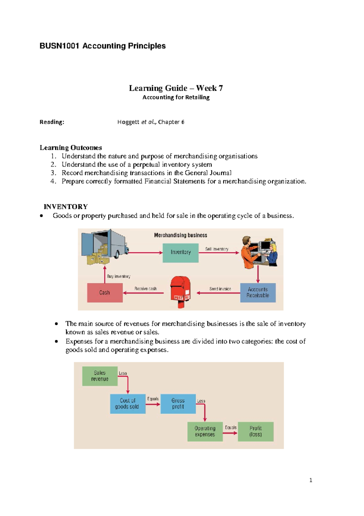 LO7 BUSN1001 2019 - Notes summary - BUSN1001 Accounting Principles ...