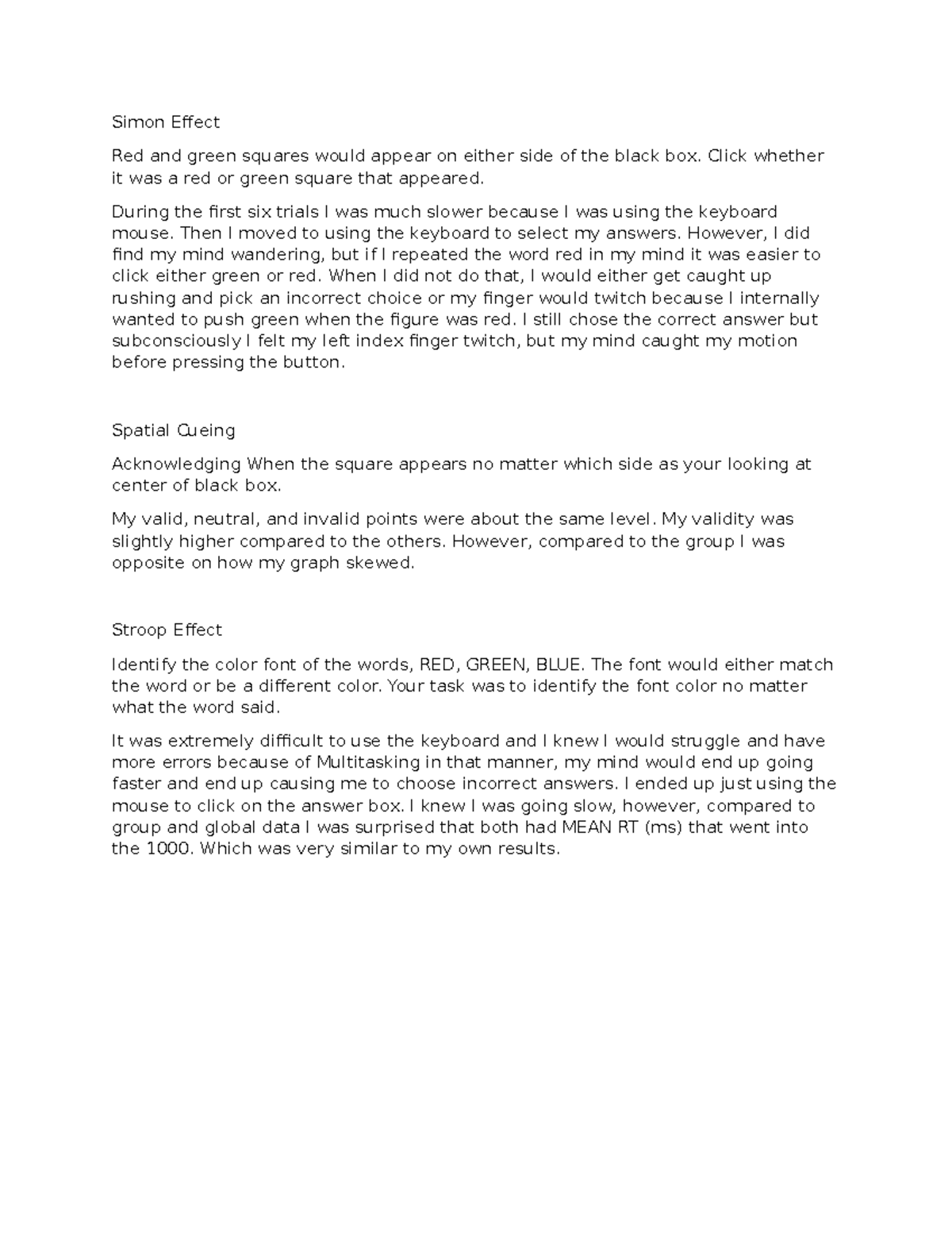 Module 2 lab reflection - Simon Effect Red and green squares would ...
