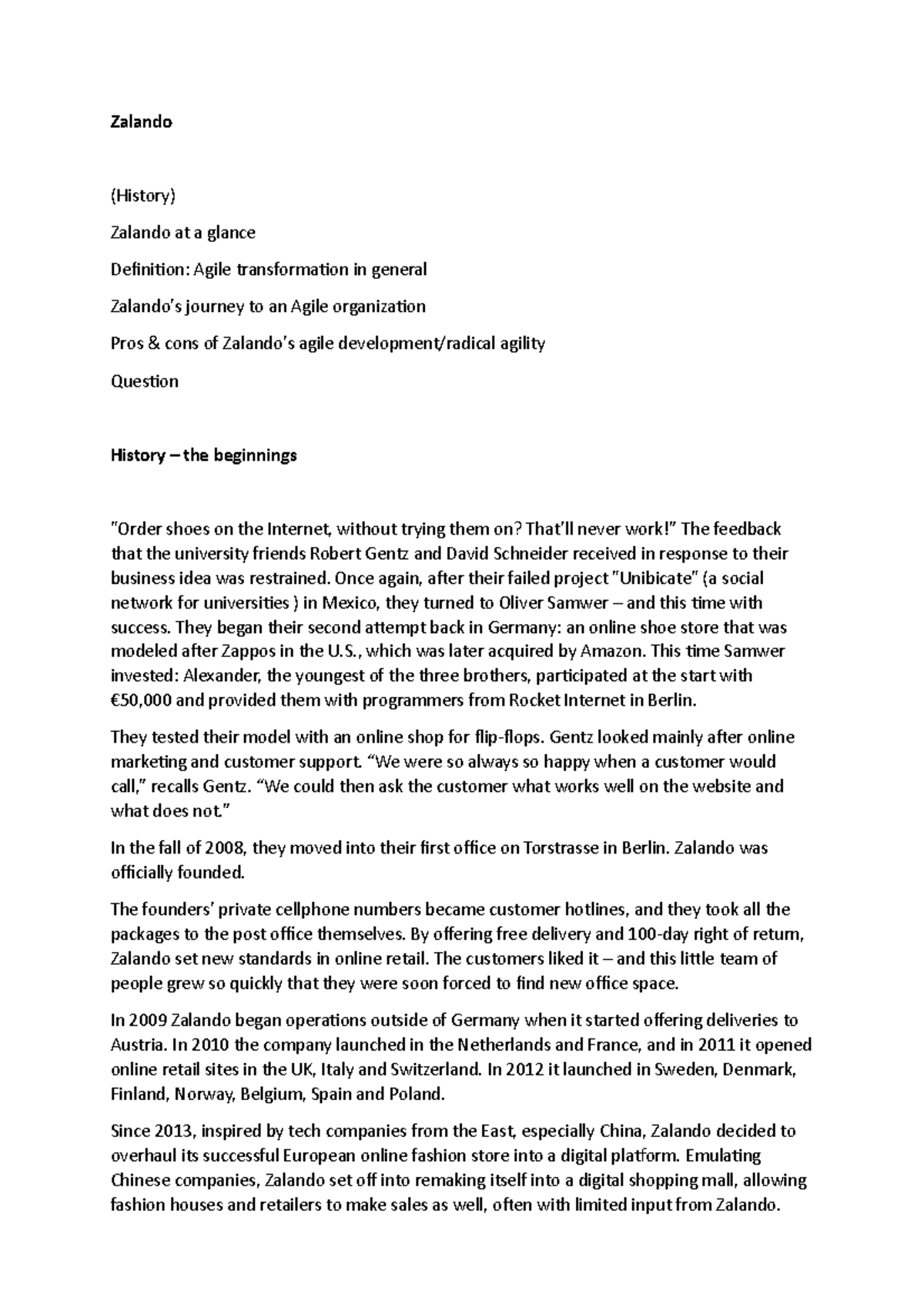 Zalando Presentation - Note: 1,3 - Zalando (History) Zalando at a ...