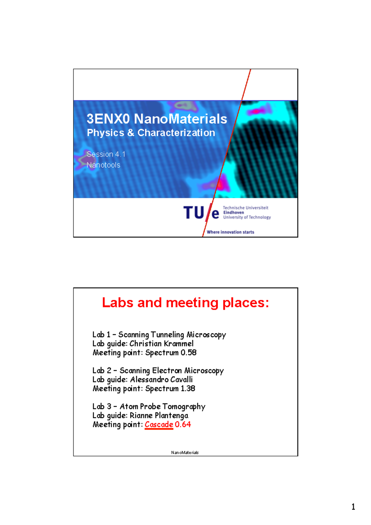 Nano Mat Lecture 4-1 2016 - Nanotools PDF - 3ENX0 NanoMaterials Physics ...