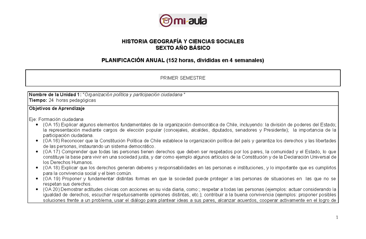 Planificacion Anual 6TO - HISTORIA GEOGRAFÍA Y CIENCIAS SOCIALES SEXTO ...