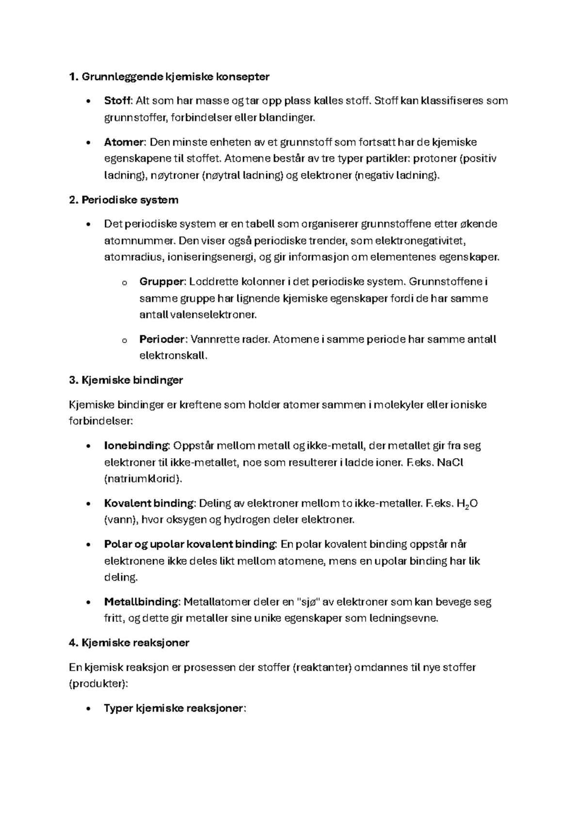 Kjemi 1 grunnlegende - Grunnleggende kjemiske konsepter Stoff: Alt som ...