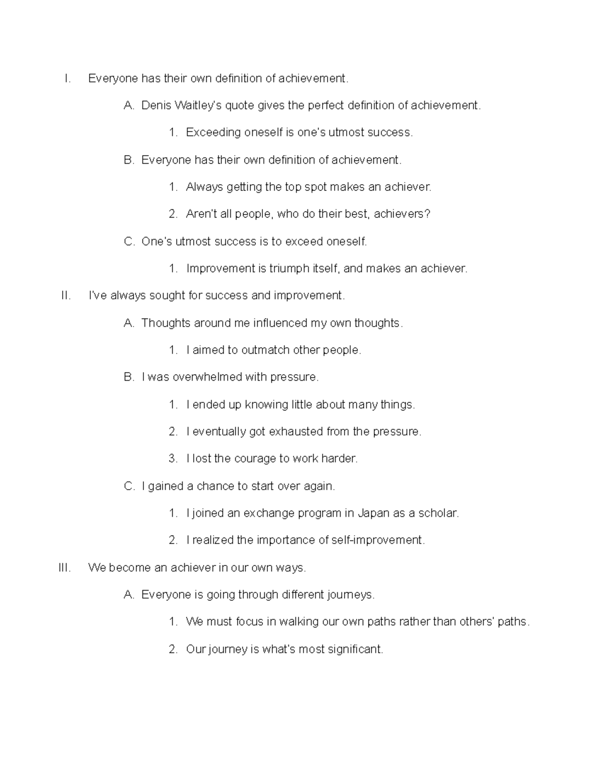 What Makes An Achiever - I. Everyone has their own definition of ...