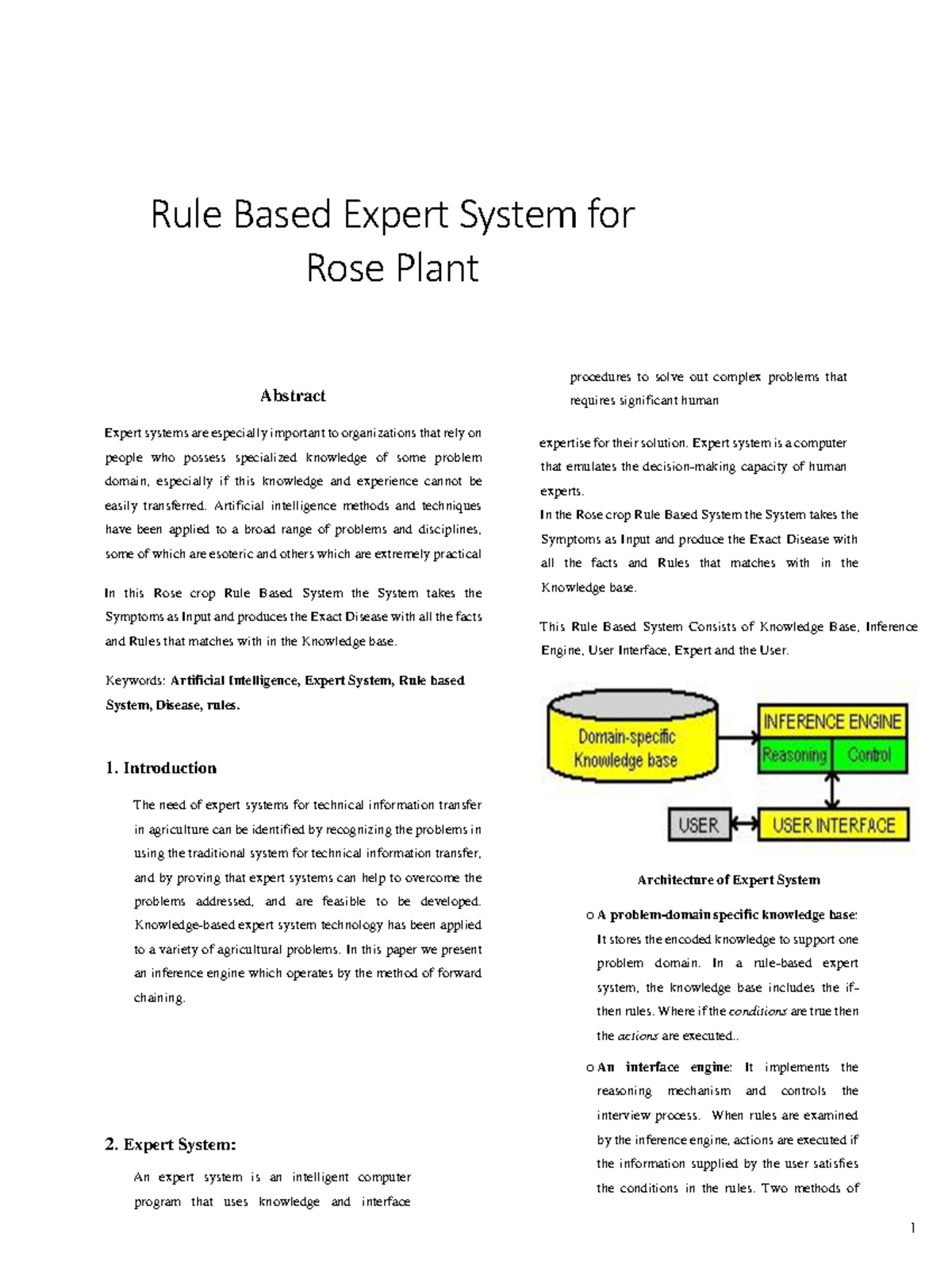 Rule Based Expert System for Rose Plant - 1 Rule Based Expert System ...