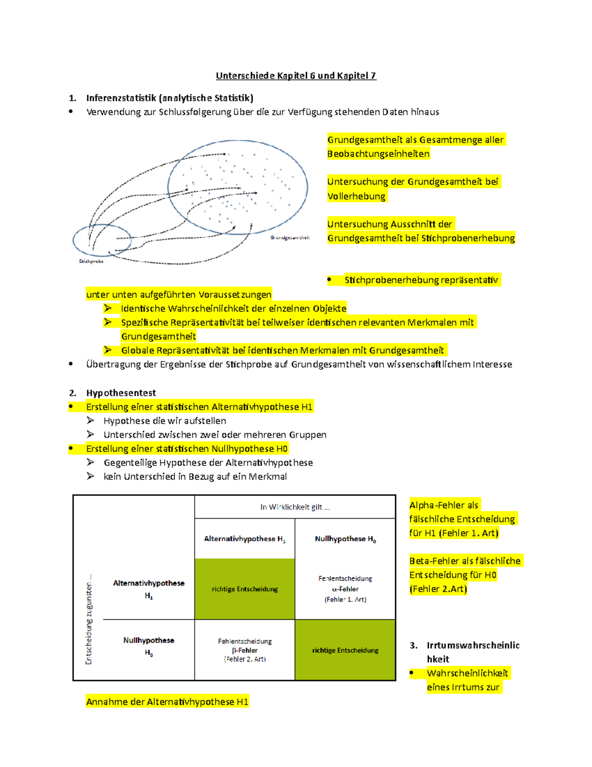 Unterschiede Kapitel 6 und Kapitel 7 - Unterschiede Kapitel 6 und Kapitel 7 Inferenzstatistik ...