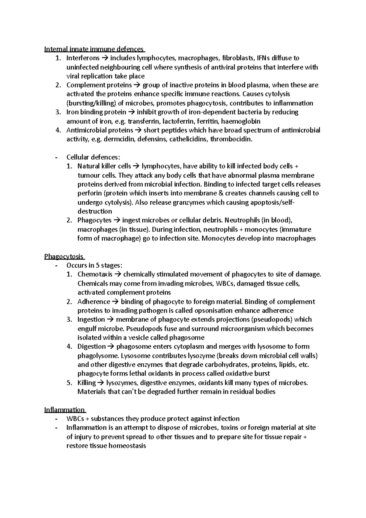 Phagocytosis, inflammation - Internal innate immune defences 1 ...