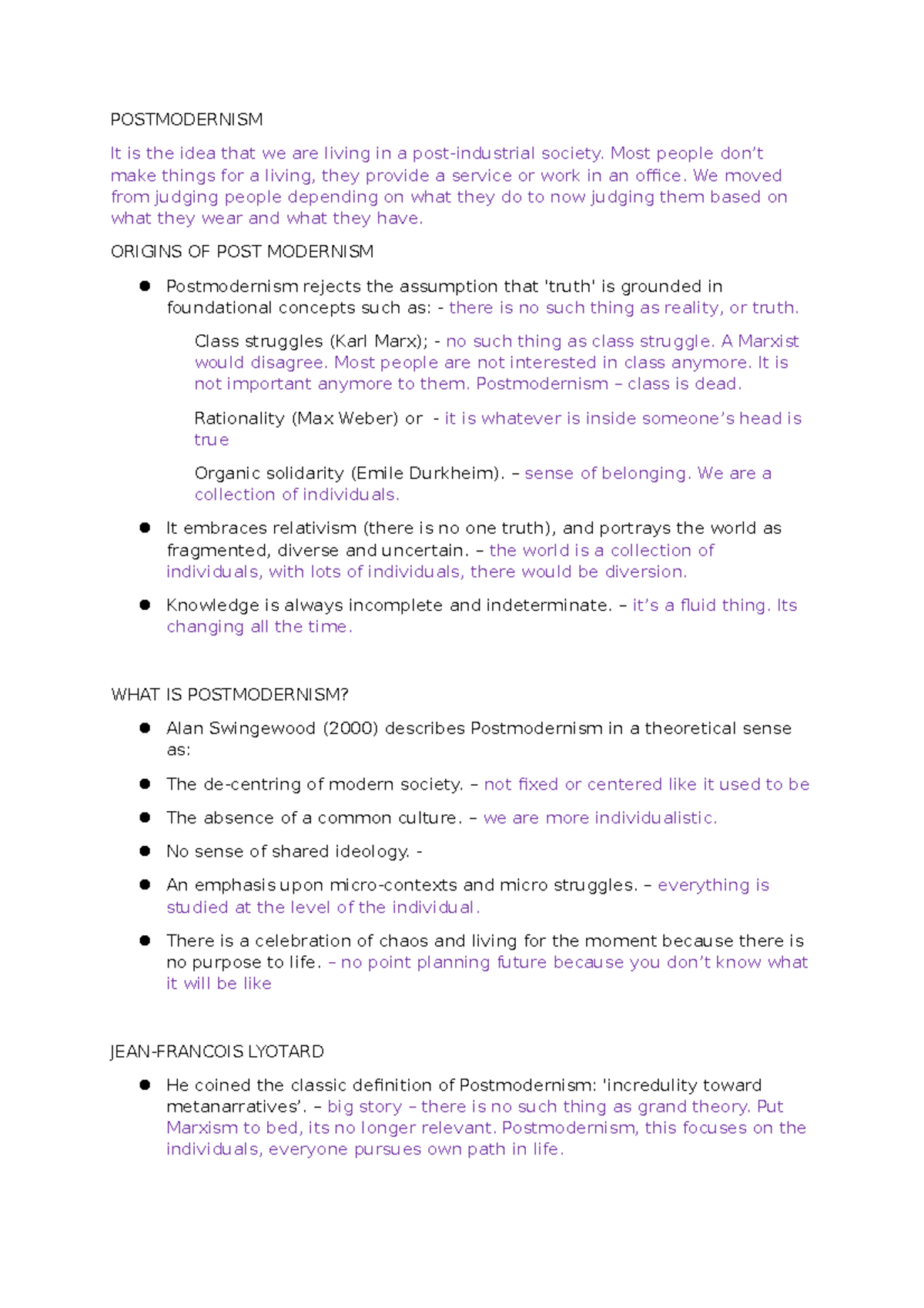 Postmodernism - POSTMODERNISM It is the idea that we are living in a ...