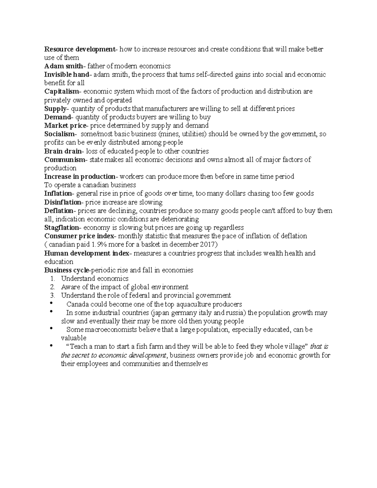 Business environment - Notes - Resource development- how to increase ...