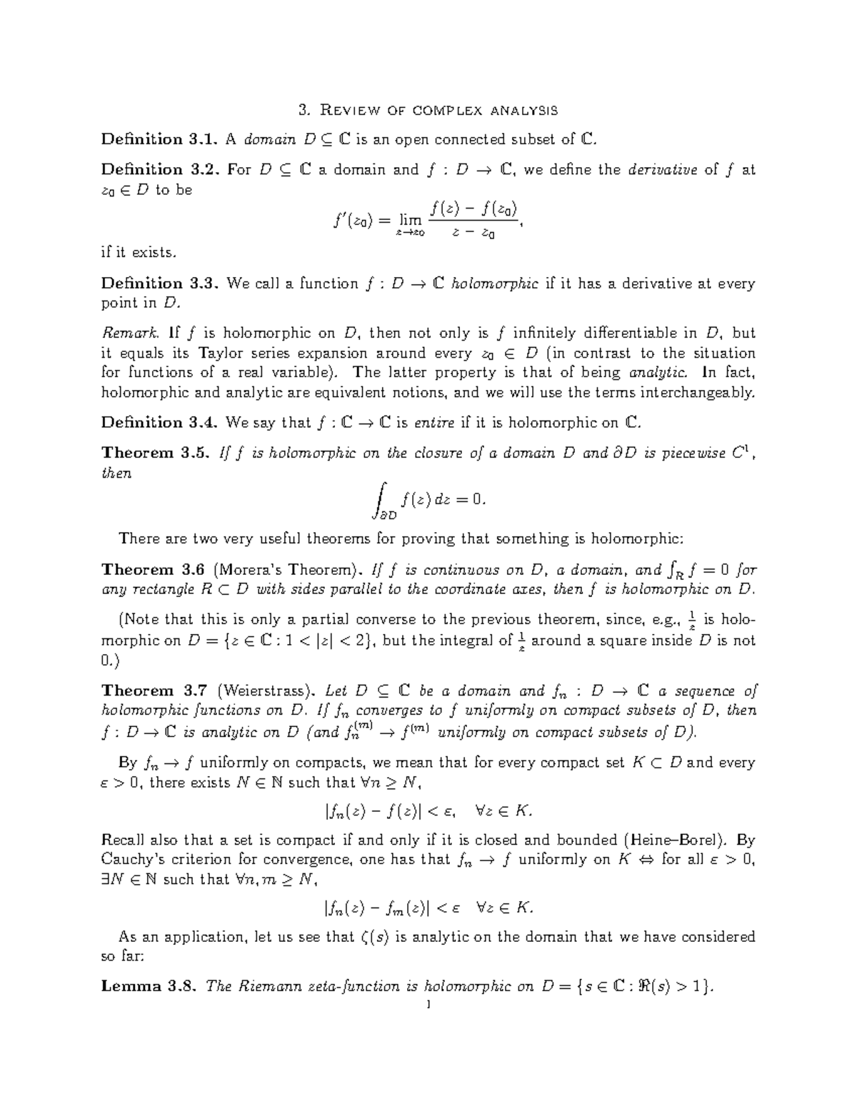 MATHM0007 2016-2017 Lecture 3 - Review of complex analysis - 3. Review ...