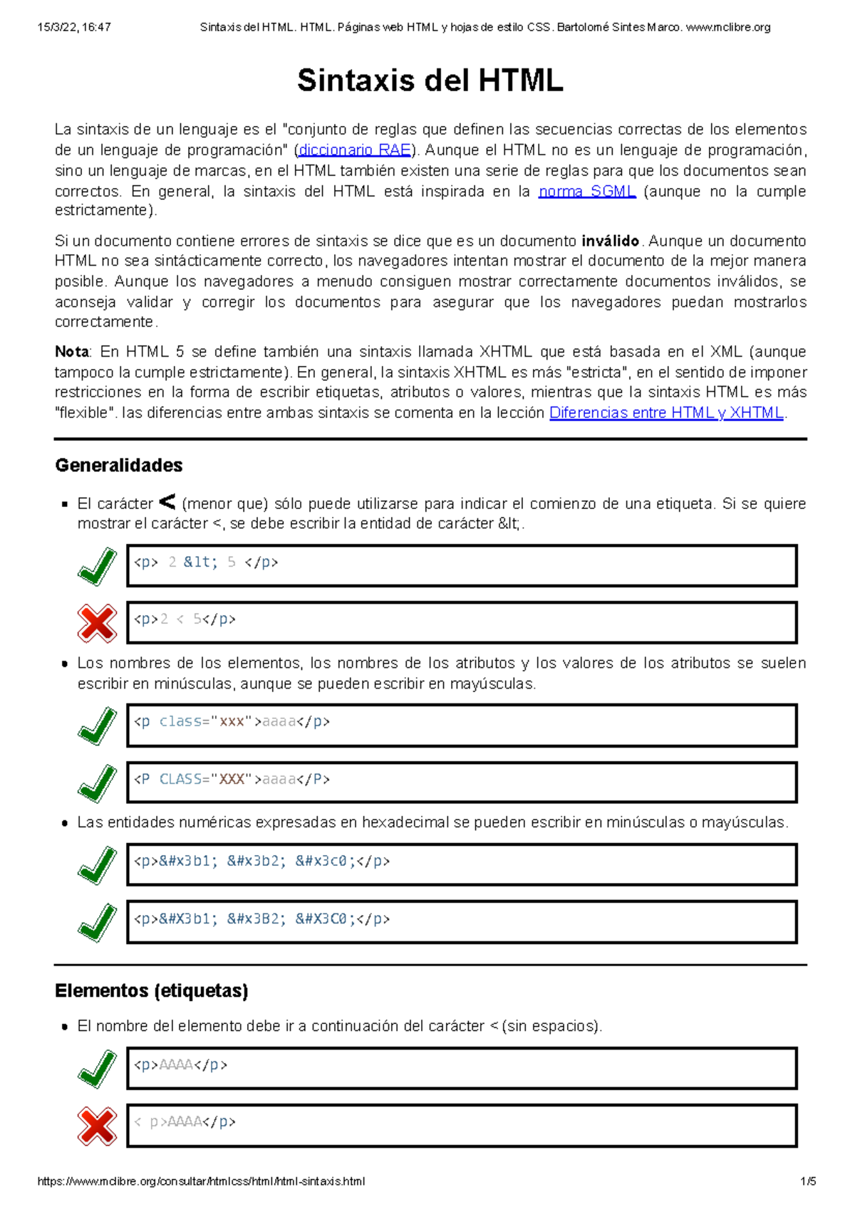 Sintaxis del HTML. pdf - Sintaxis del HTML La sintaxis de un lenguaje ...