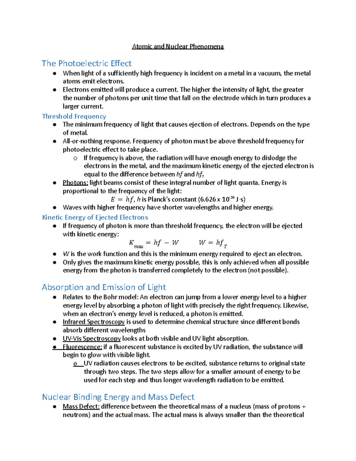 Atomic and Nuclear Phenomena - Electrons emitted will produce a current ...