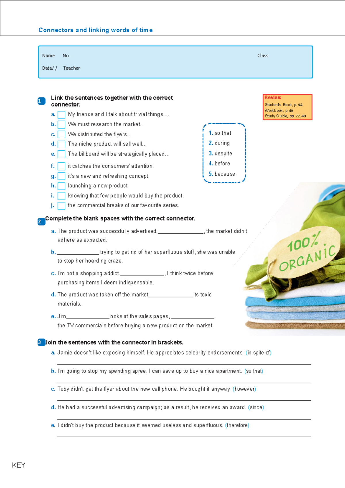 Grammar worksheet 13 connectors and linking words of time - Connectors ...