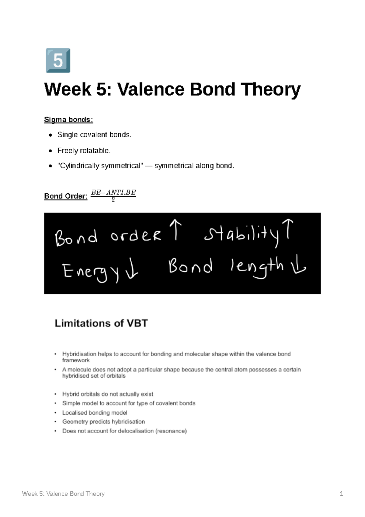 Week 5 Valence Bond Theory - ####### ́ Week 5: Valence Bond Theory ...