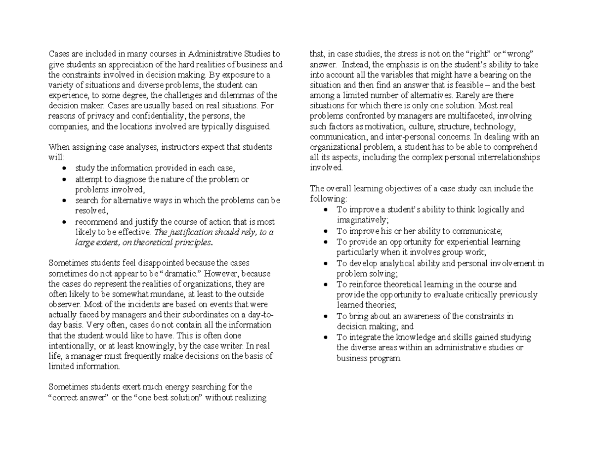 How to Do a Case Analysis Pages 3762765008326034 - Cases are included ...