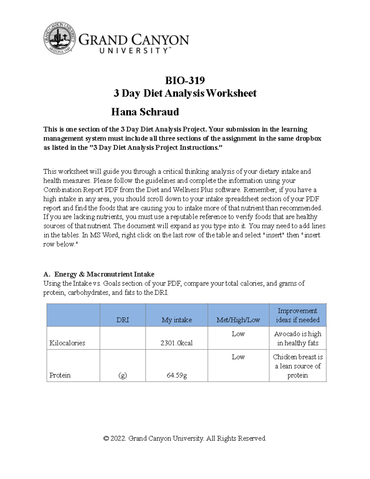 BIO-319-RS-3Day Diet Analysis Wk Sheet - BIO- 3 Day Diet Analysis ...