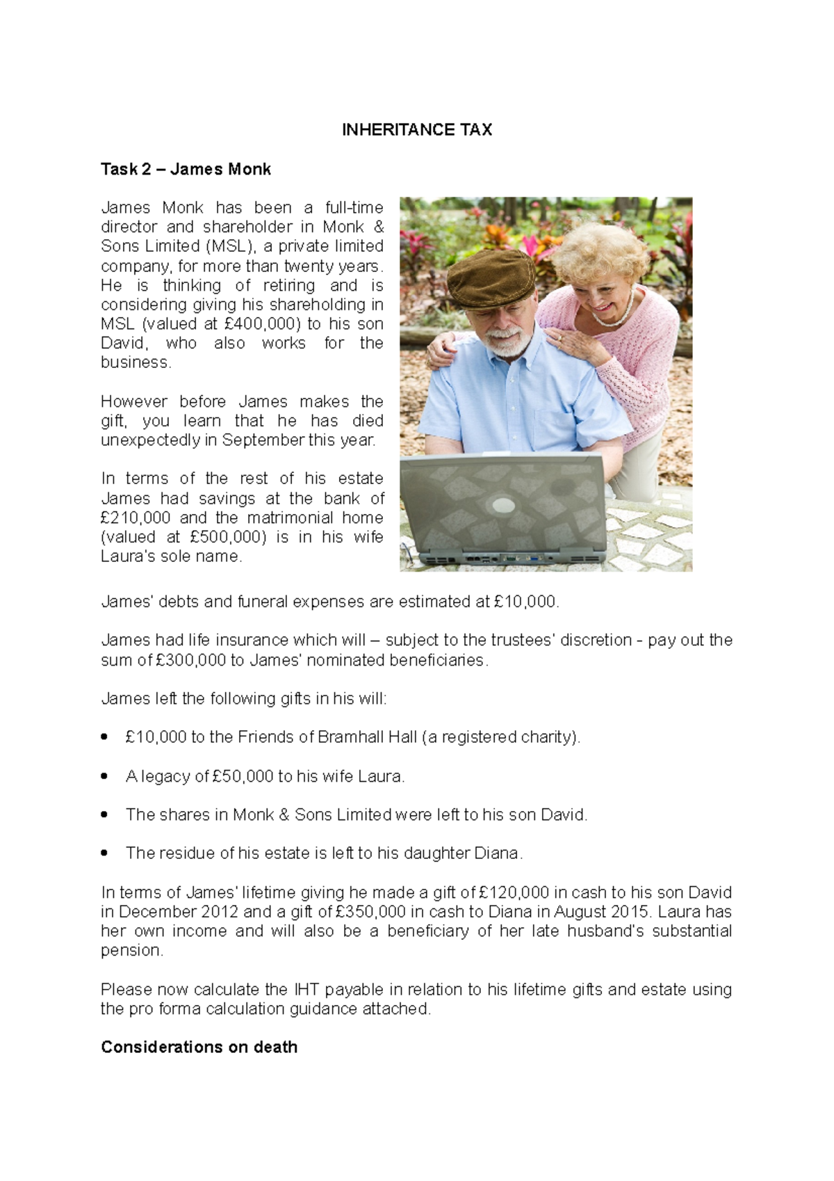 Inheritance TAX 2 - Lecture notes LECTURE 2 - MMU - Studocu