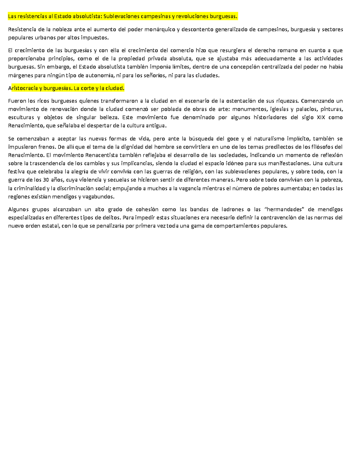 Documento - resumen de todo - Las resistencias al Estado absolutista ...