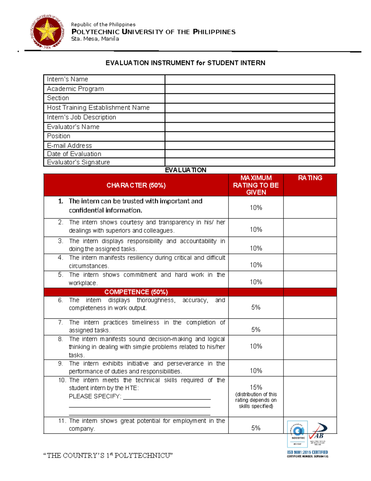 Evaluation- Instrument-FOR- Student- Intern - Republic of the ...
